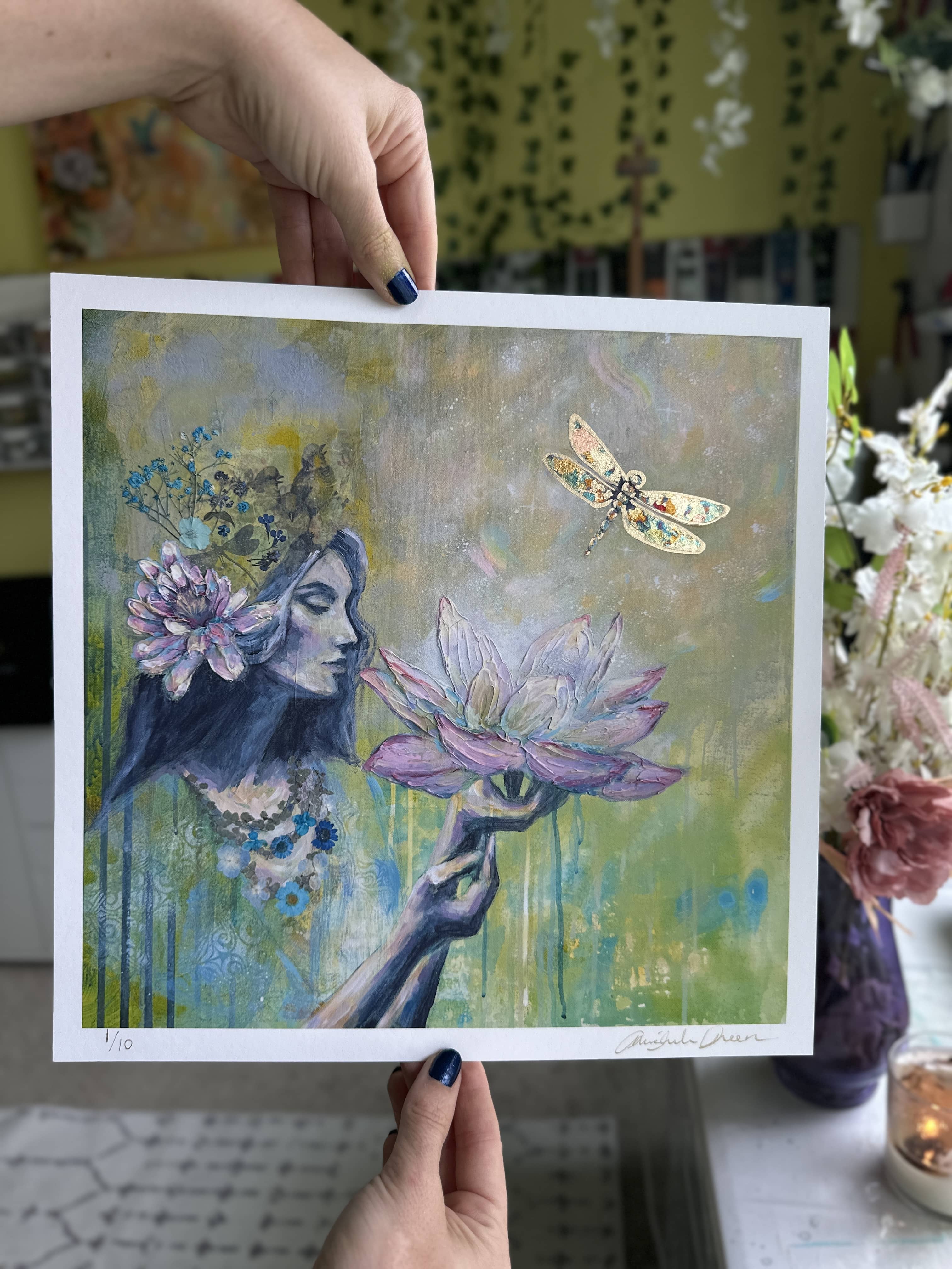 "Harmonic Unfolding" LE Hand Embellished Art Print 12x12